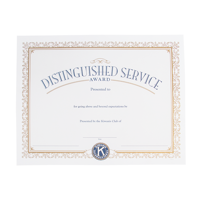 Kiwanis Distinguished Service Certificate | Kiwanis Family Products